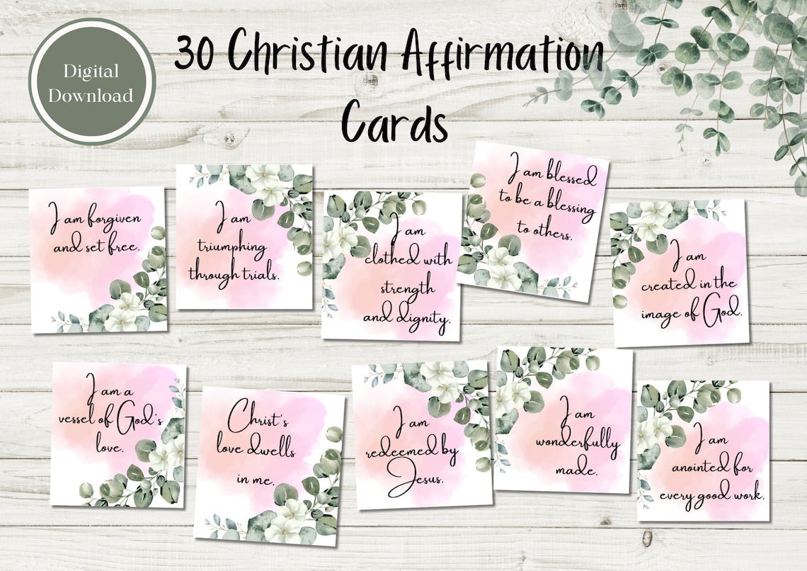 Christian Affirmation Cards Printable Encouraging Cards - Etsy