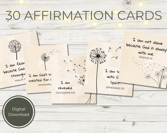 Bible Affirmation Cards, Bible Verse Printable Cards Digital Download ...