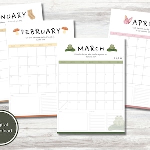 2024 Bible Verse Calendar, 2024 Christian Calendar, Calendar, Notes, To ...