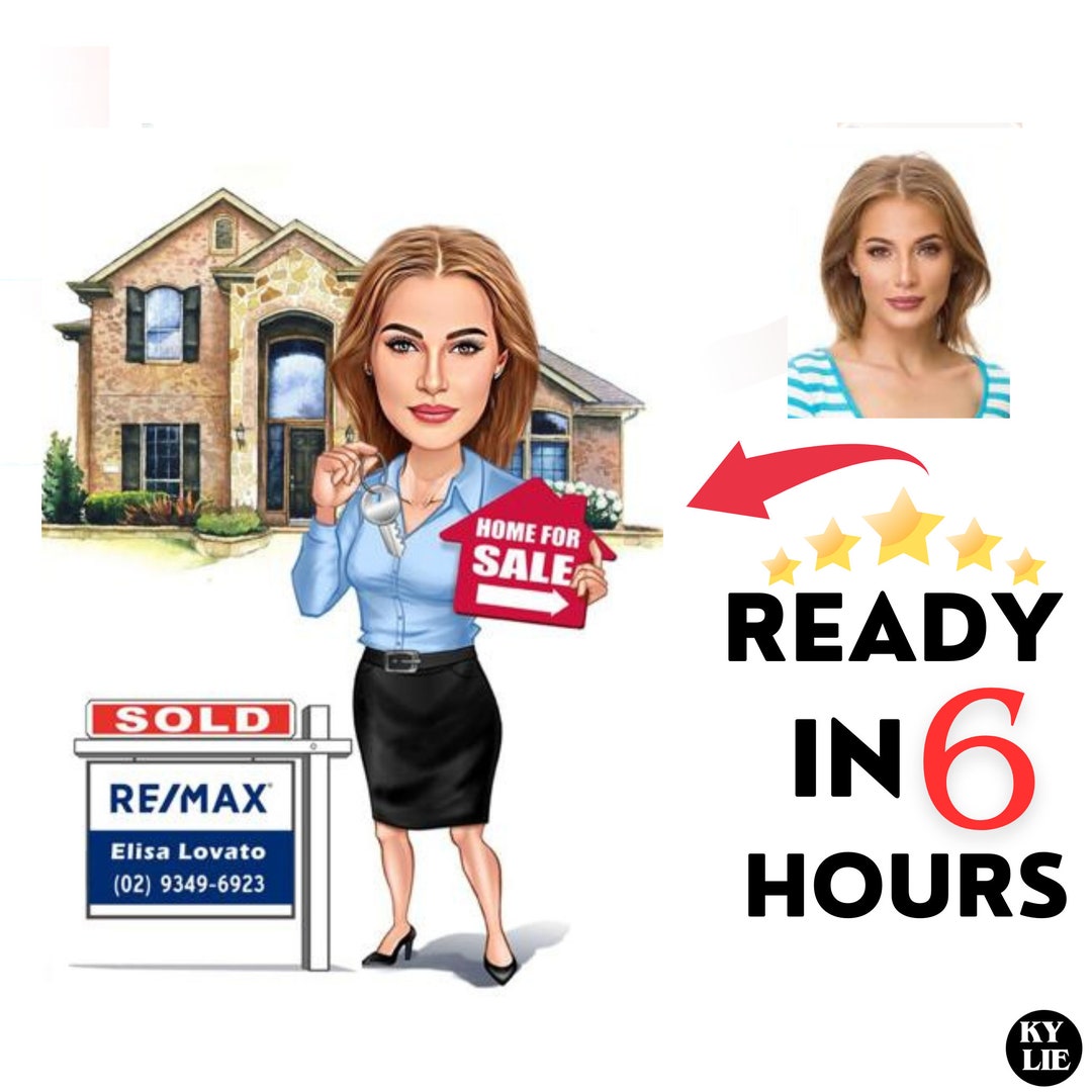 Realtor Caricature Gift, Custom Real Estate Agent Portrait, Real Estate ...