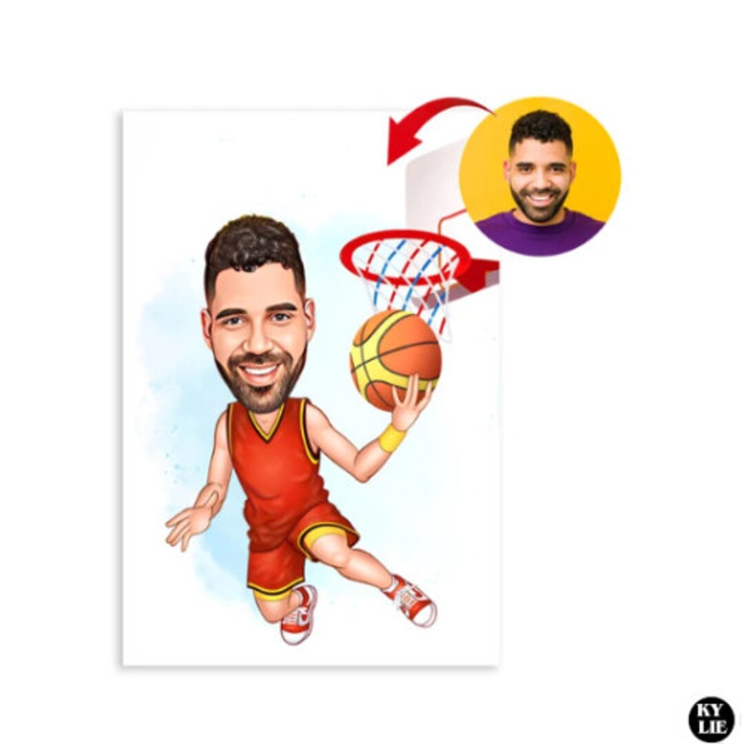 Custom Basketball Player Cartoon Portrait Basketball - Etsy