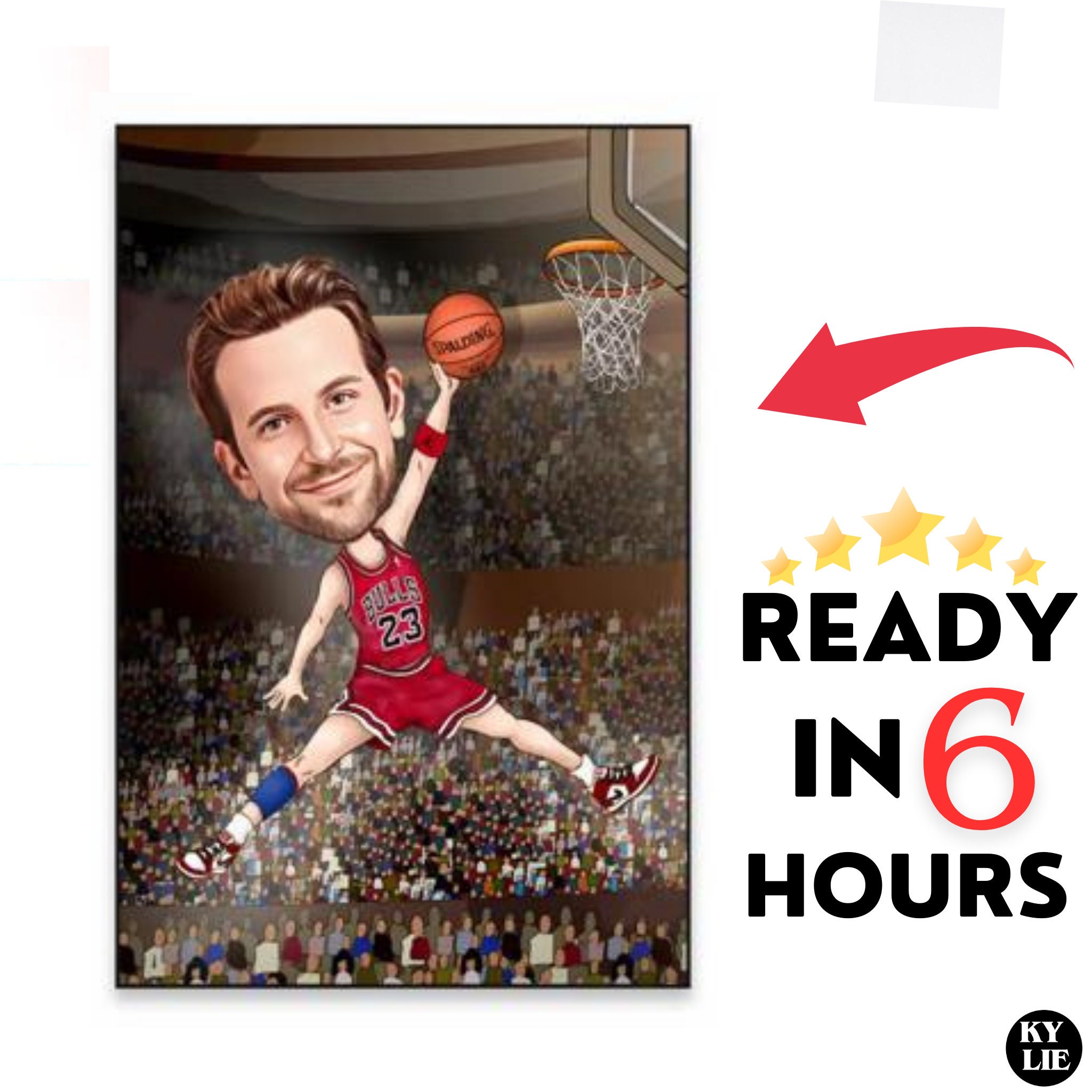 Custom Basketball Player Cartoon Portrait, Basketball Caricature, Gift ...