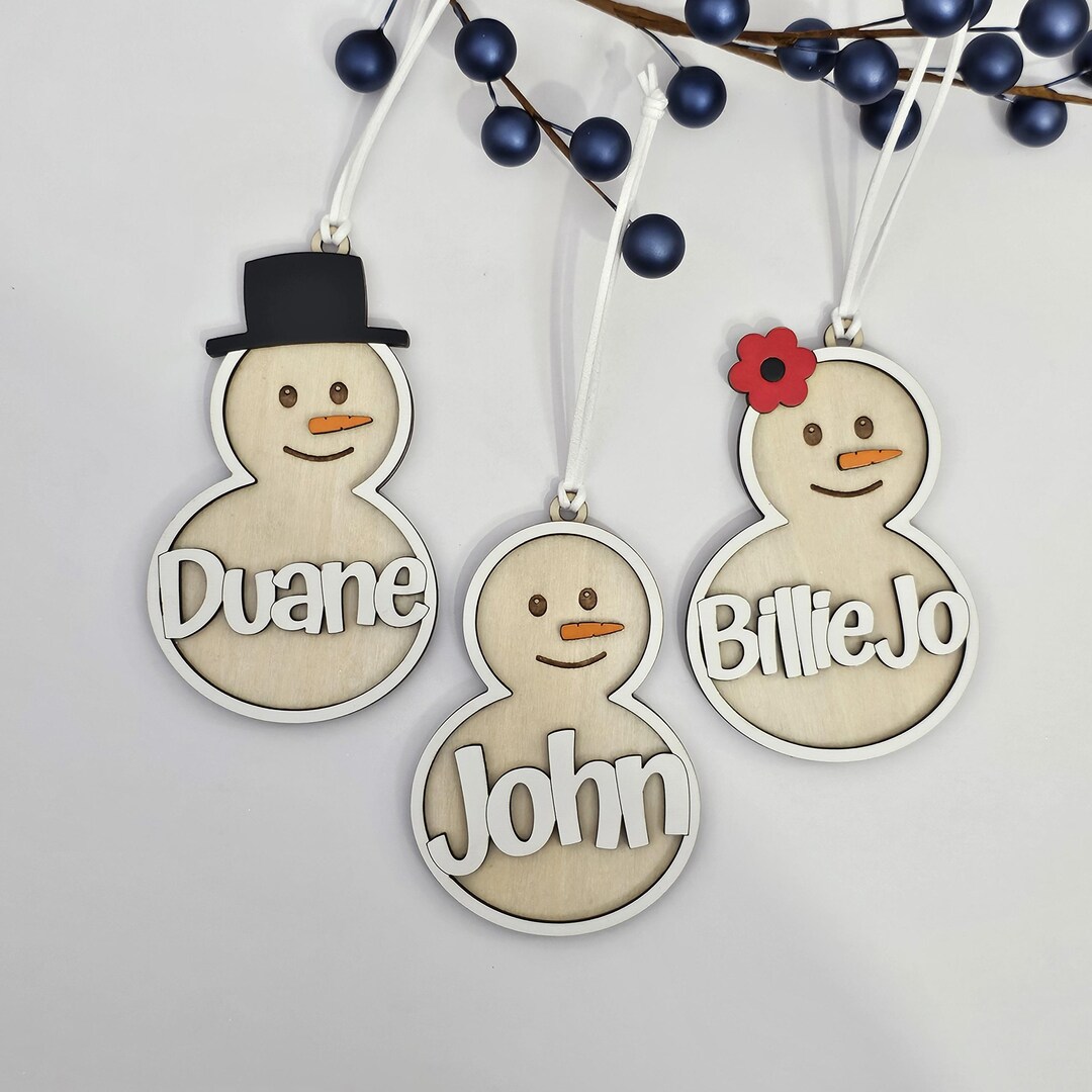 Personalized Snowmen Ornament, Custom Christmas Family Snowman, Wooden ...