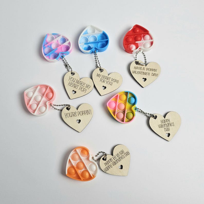 Fidget Keychain Pop-it Valentine Exchange Gift, Classroom Valentines ...