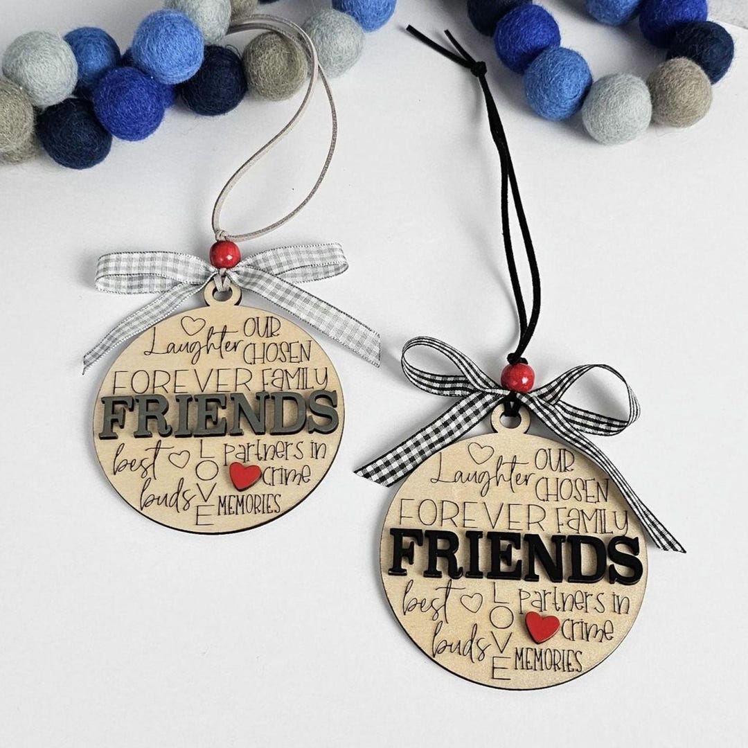 Friend Word Art Ornament, Wooden Engraved Gift for Best Friend, Long ...