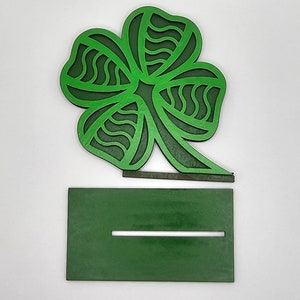 Laser Cut Wooden Green Four-leaf Clover Decoration, Good Luck Irish ...