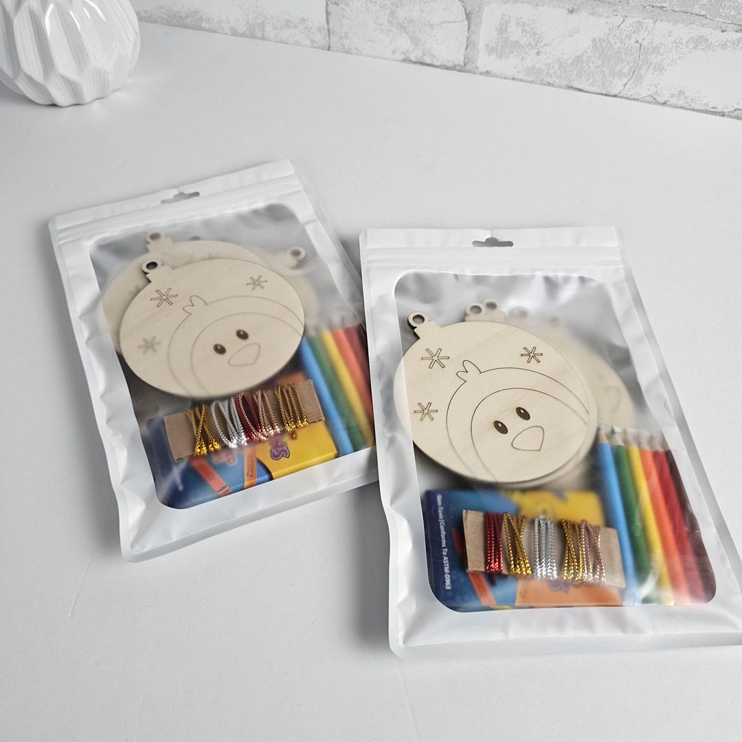 DIY Christmas Ornament Coloring Kit Kids Craft Family Activity Wood ...