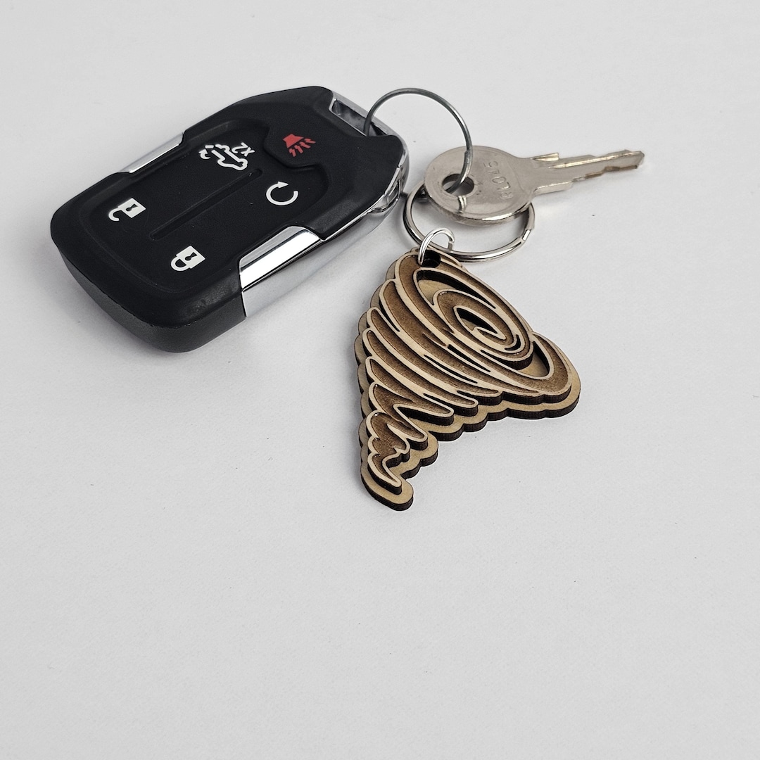Laser Engraved Wooden Tornado Keychain, Gift for Storm Chaser ...