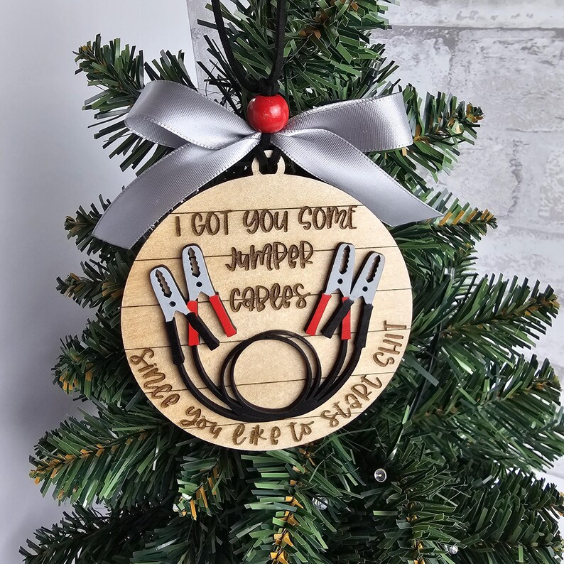 Funny Jumper Cables Ornament - Sarcastic Christmas Decor - Unique Gift ...