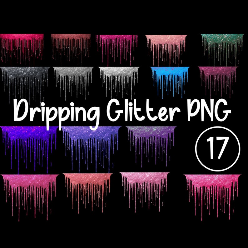 17 Seamless Glitter Dripping Overlay Images 17 Colors Gold Silver Pink ...