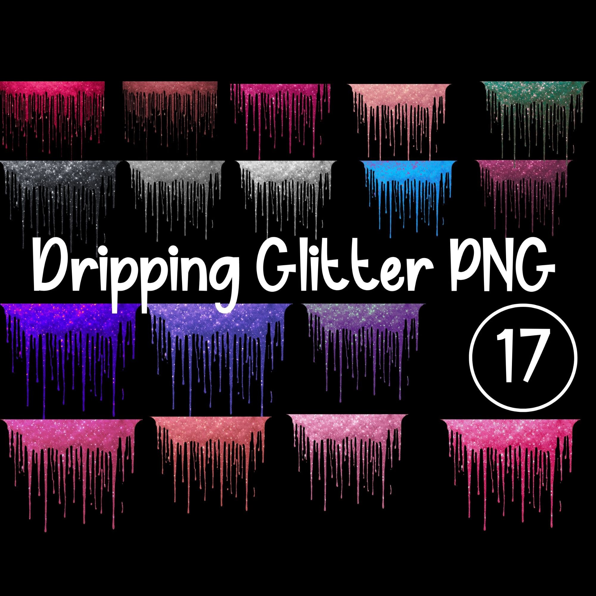 17 Seamless Glitter Dripping Overlay Images 17 Colors Gold Silver Pink ...