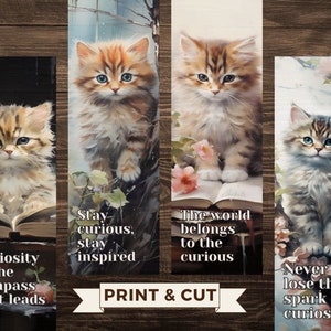 Motivational Cat Printable Bookmarks With Curiosity Quotes on ...