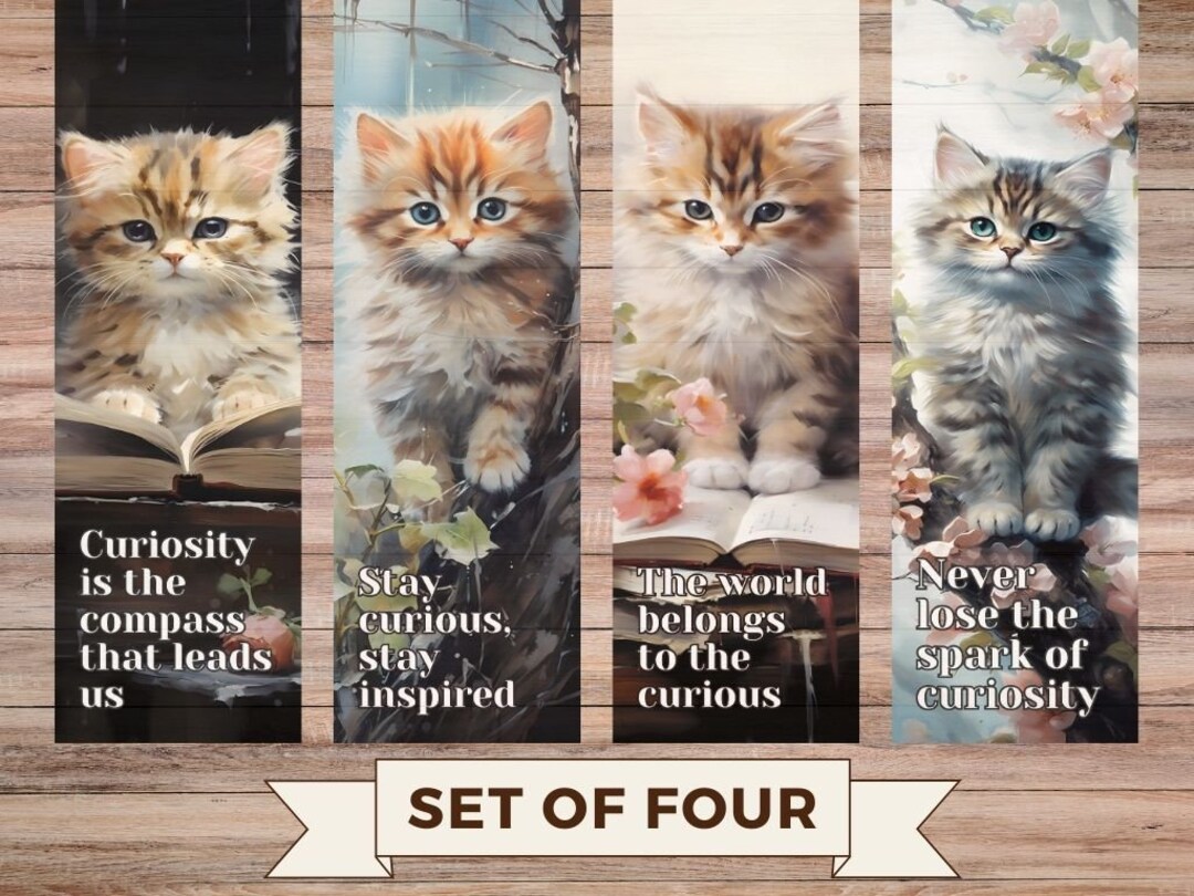 Motivational Cat Printable Bookmarks With Curiosity Quotes on ...