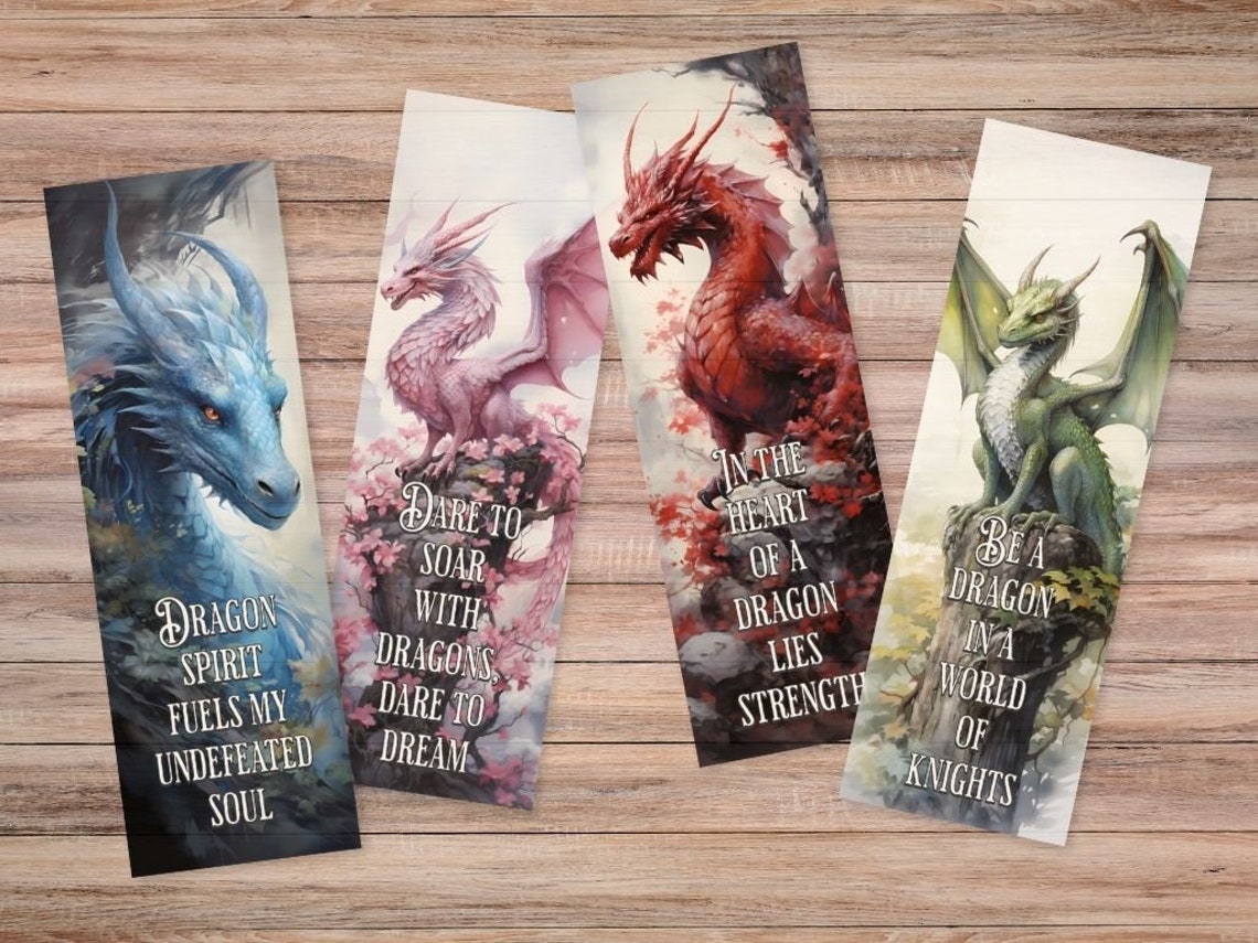 Dragon Bookmark Printable Watercolor Style Fantasy Bookmark With ...