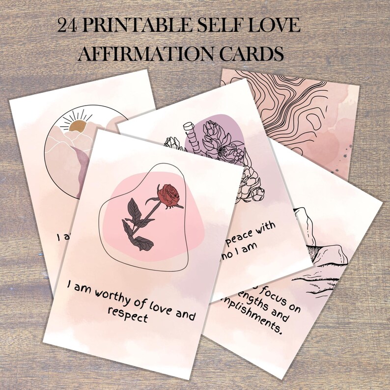 24 Printable Affirmation Cards for Self-love, DIY Affirmation Cards ...