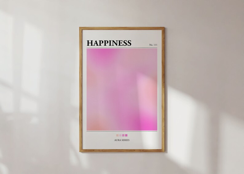 Spiritual Printable Posters Set of 3, Pink Grainy Gradient, Happiness ...