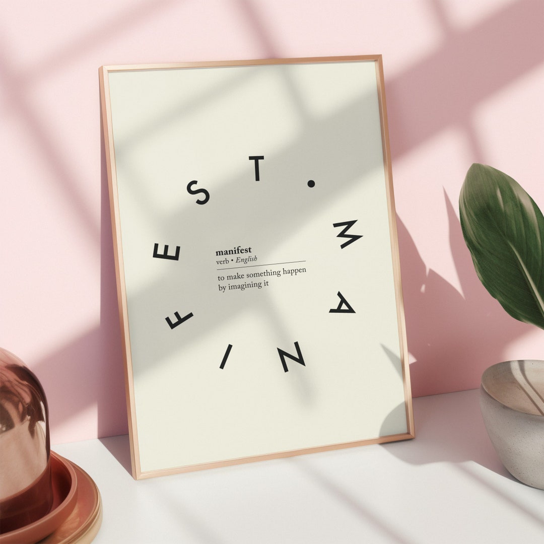 MANIFEST Minimalist Poster, Printable Word Definition Art, Trendy ...