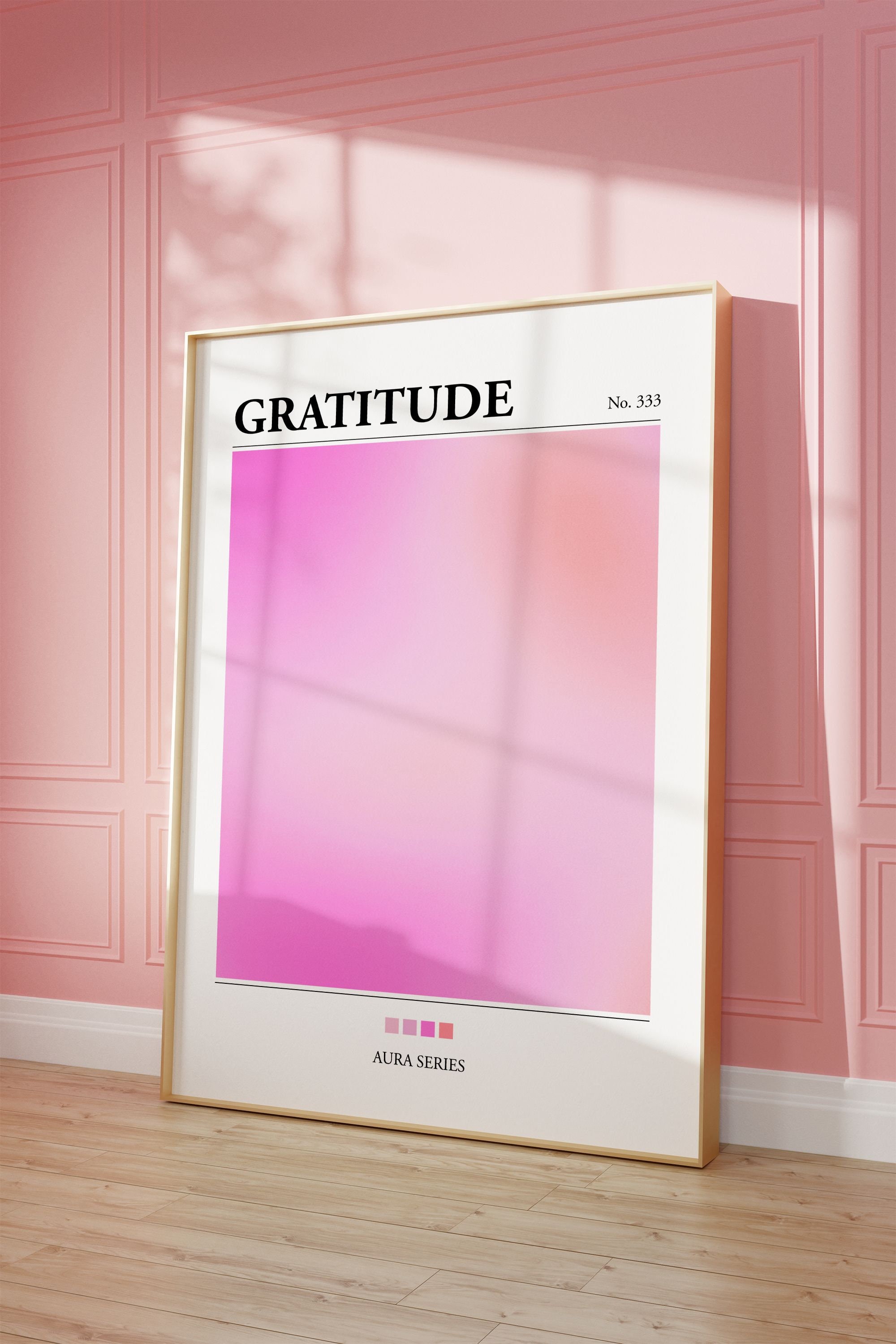 Spiritual Printable Posters Set of 3, Pink Grainy Gradient, Happiness ...