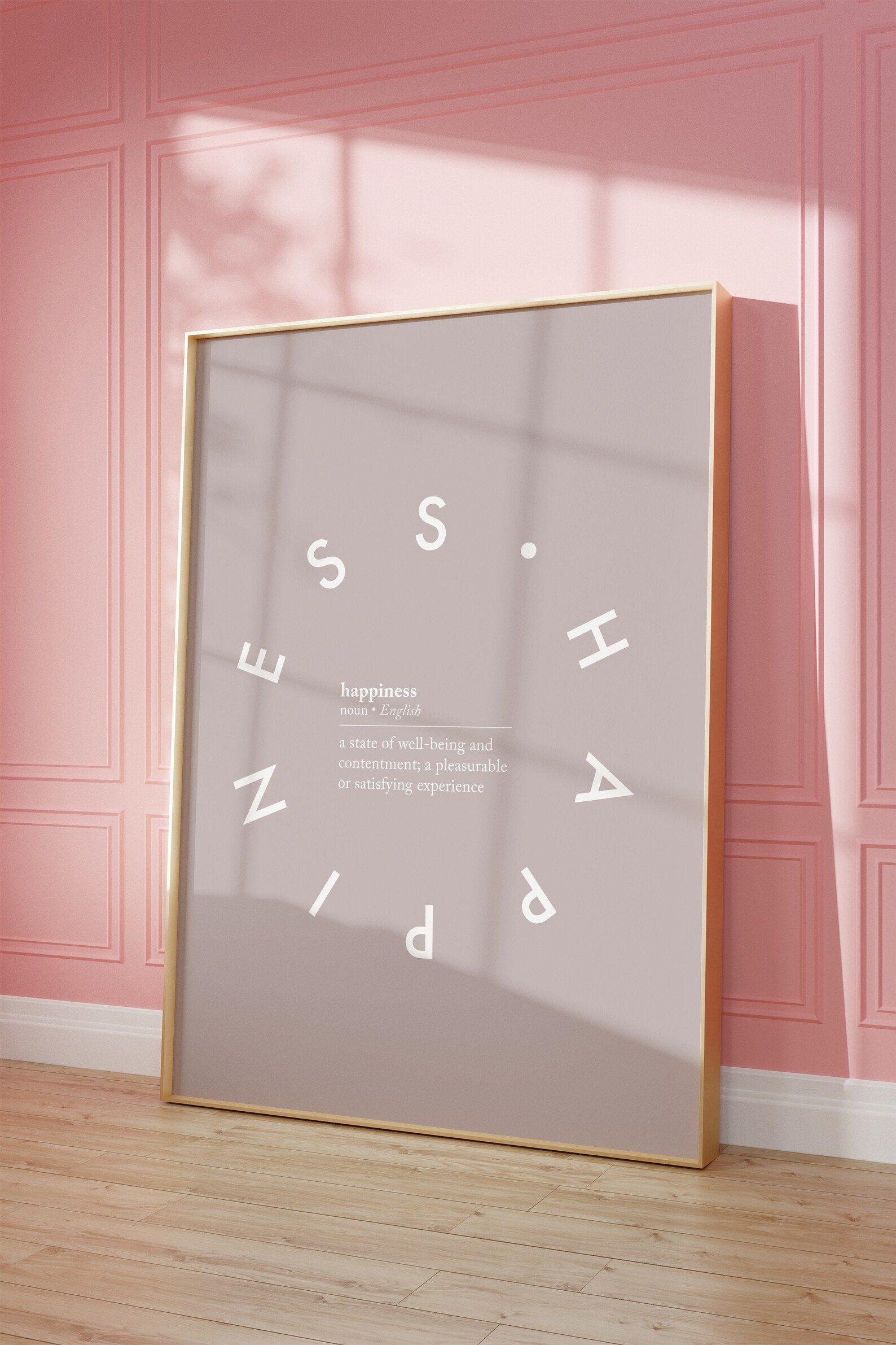 Minimalist Poster Set, Happiness Positivity Gratitude Definition Prints ...