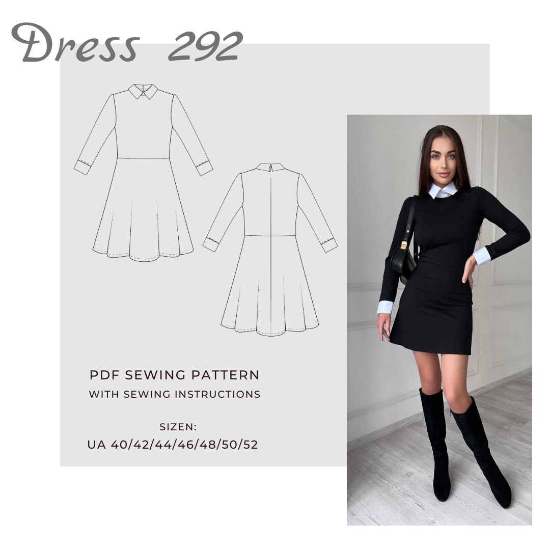 Dress PDF Sewing Patternsewing Instructions A0A4 40-52 Sizes - Etsy