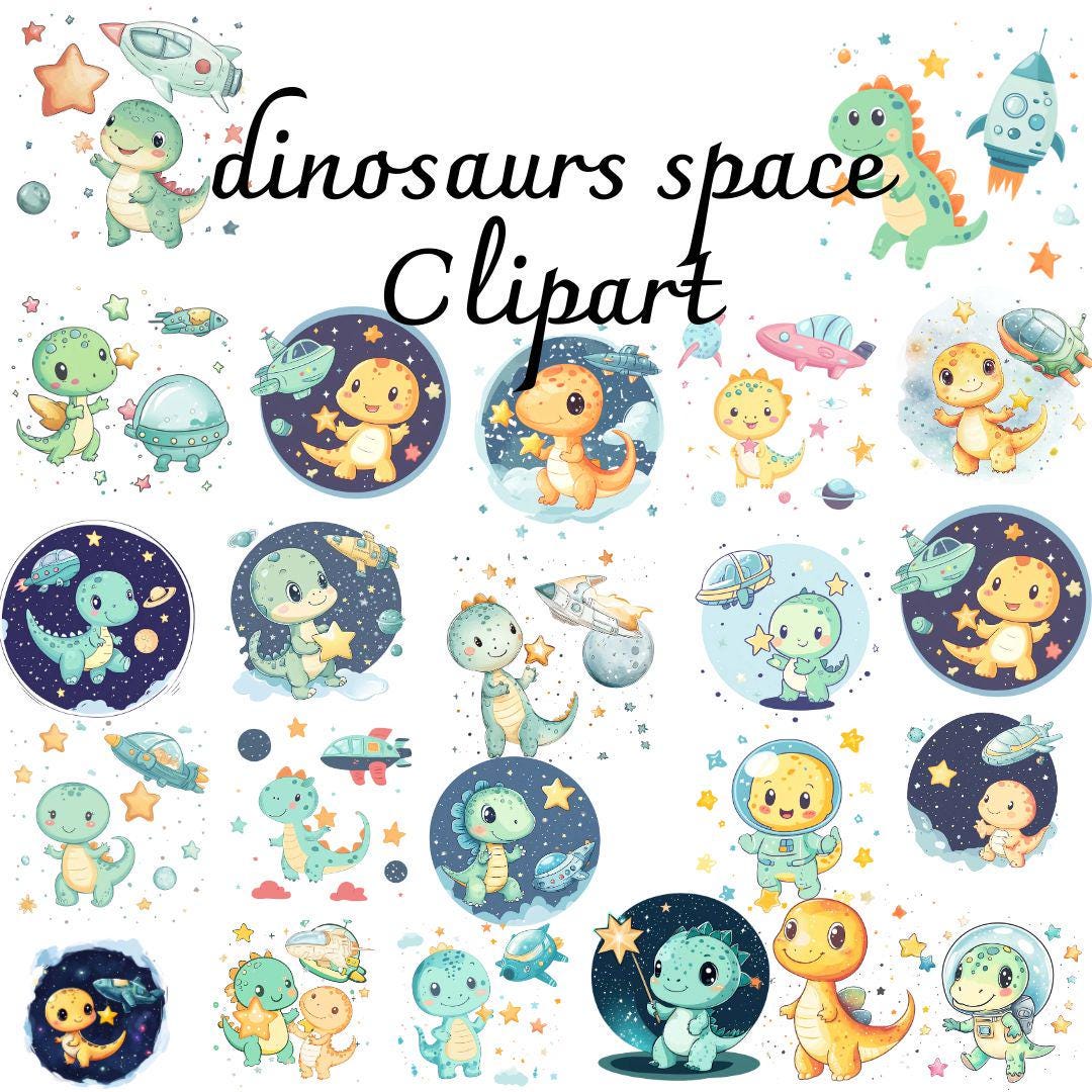 Dinosaur Space Clipart High Quality Transparent Background - Etsy