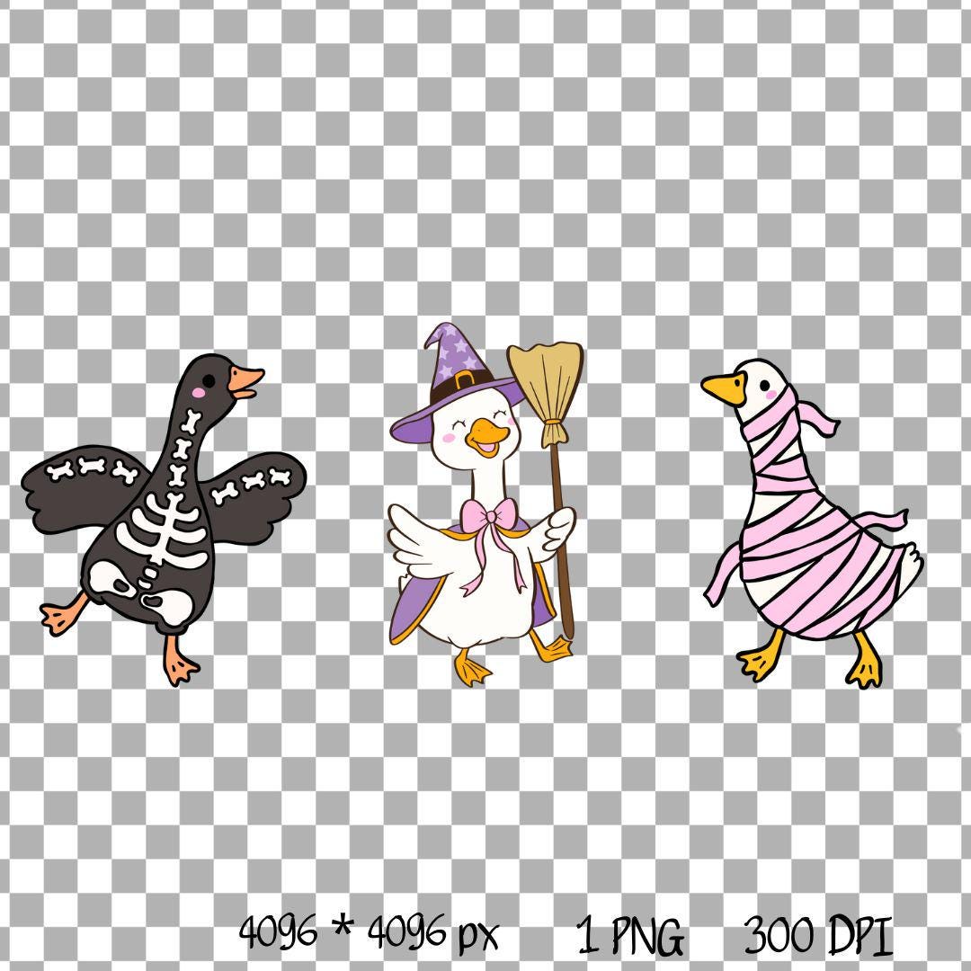 Halloween Goose PNG: Cartoon Clipart, Costume Geese (digital Image ...