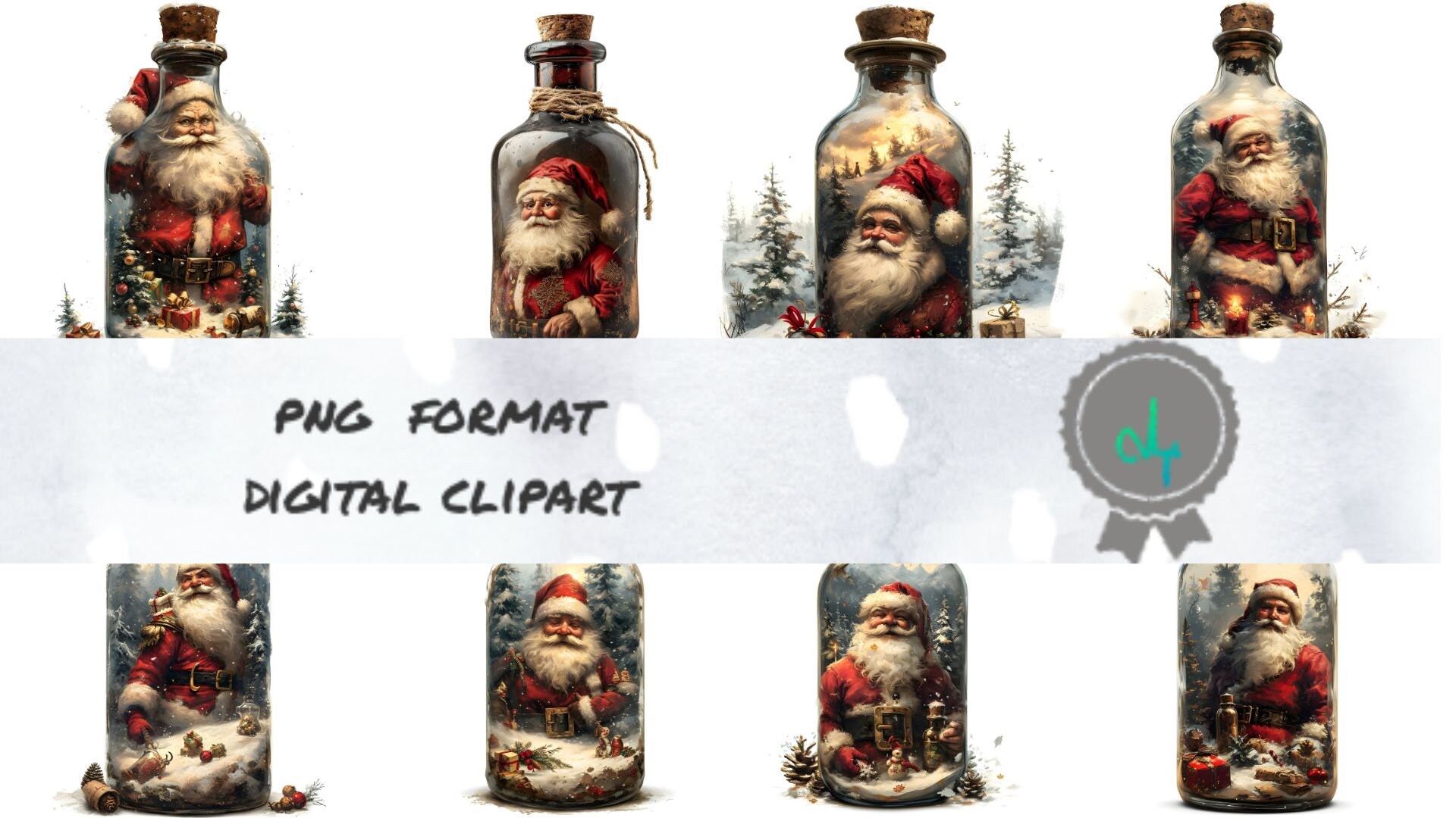 Watercolor Santa Claus Clipart, 20 PNG Christmas Santa Clipart, Fantasy ...
