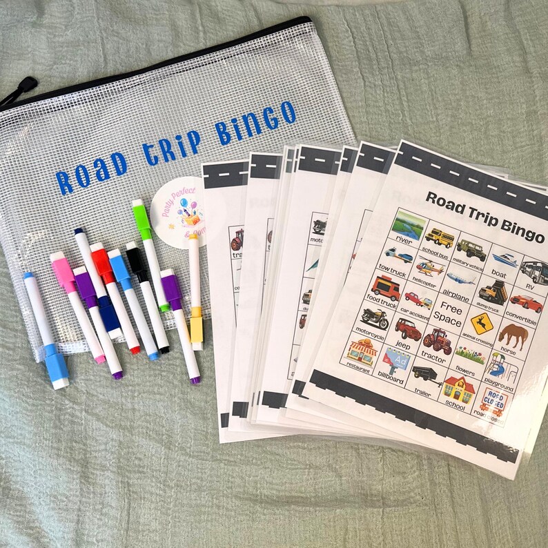 Laminated Road Trip Bingo Cards - Travel Games for Kids - Etsy