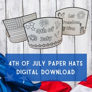 4th of July Paper Hats | Independence Day | Digital Download - Etsy