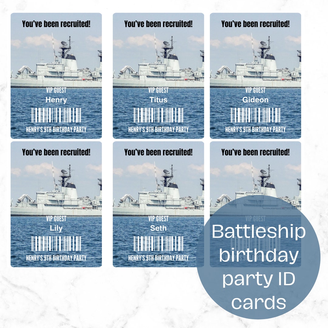 Battleship Birthday Party ID Cards Battleship Party Party ID Cards Navy ...