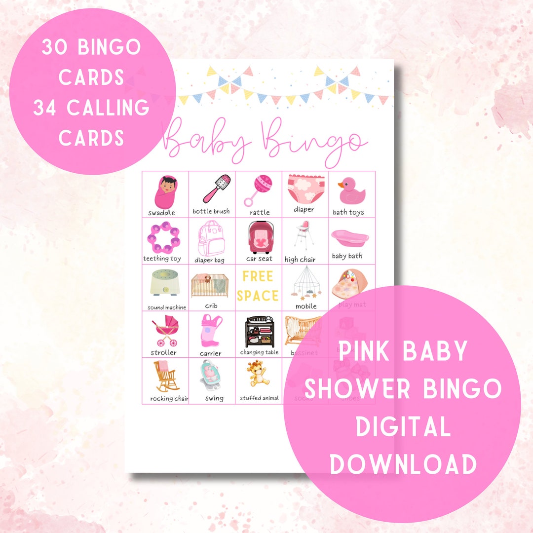 PINK Baby Shower Bingo | Digital Download | Girl Baby Shower Game - Etsy