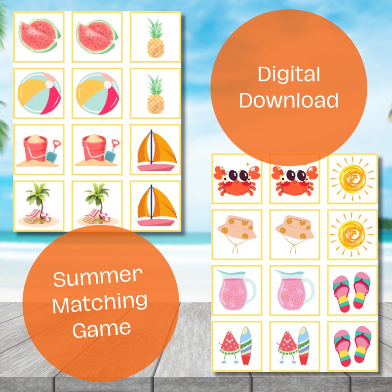 Summer Matching Game Printable - Etsy