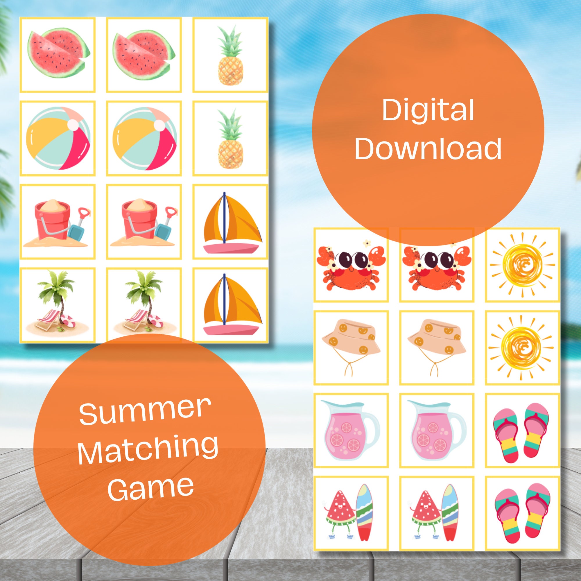 Summer Matching Game Printable - Etsy
