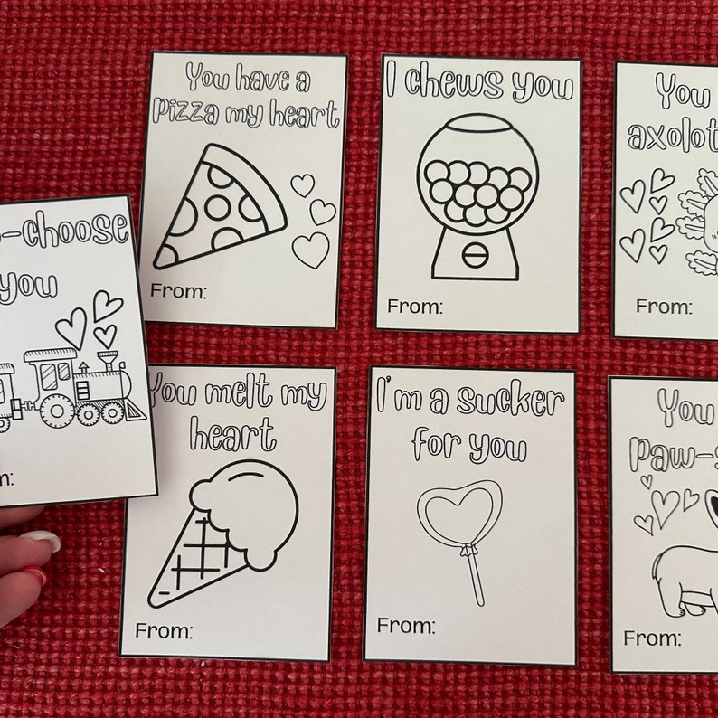 Coloring Valentines Day Cards | Valentines Day Digital Downloads | Kids ...