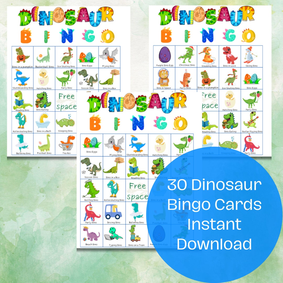 Dinosaur Bingo Download | Bingo Instant Download | Dino Game - Etsy