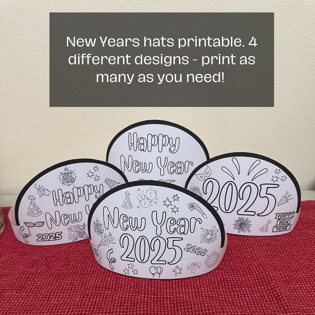 4 Kids New Years Eve Party Hats Printable Kids New Years Eve Hats Kids ...