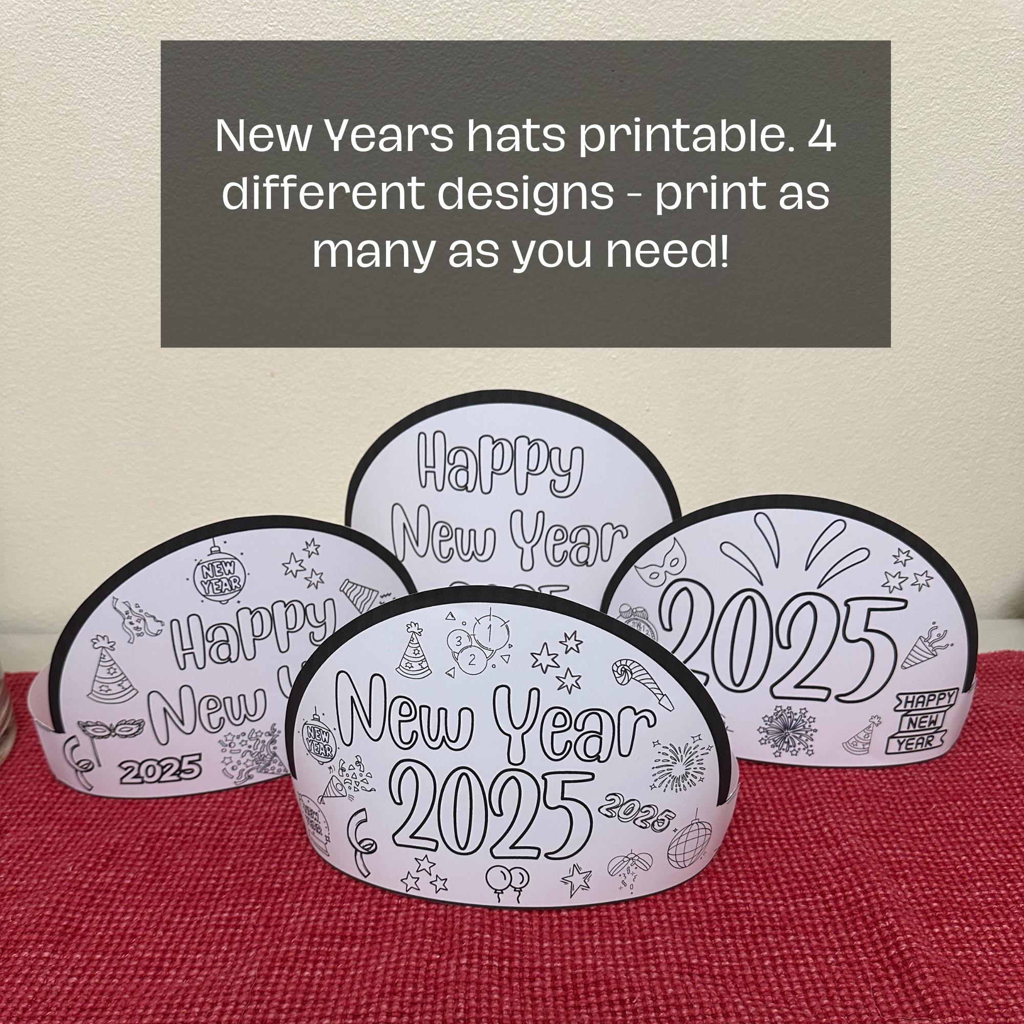 4 Kids New Years Eve Party Hats Printable Kids New Years Eve Hats Kids ...