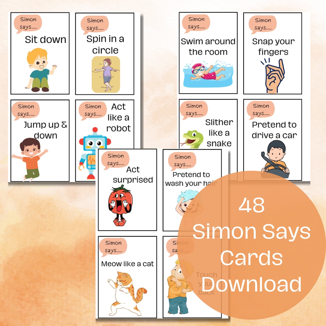 Simon Says Cards | Indoor Recess Activities | Kid Games | Instant ...