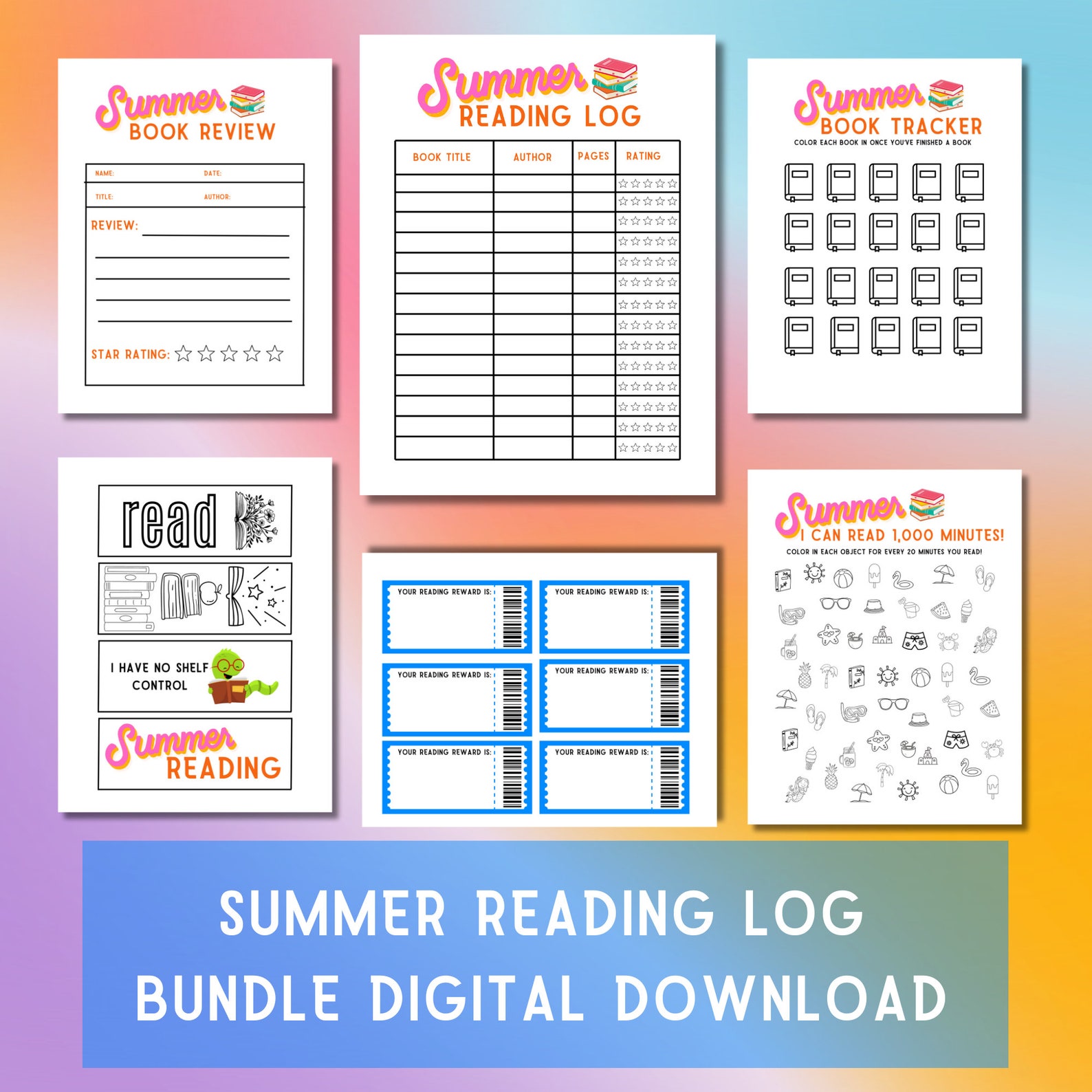 Summer Reading Log Bundle | Digital Download - Etsy