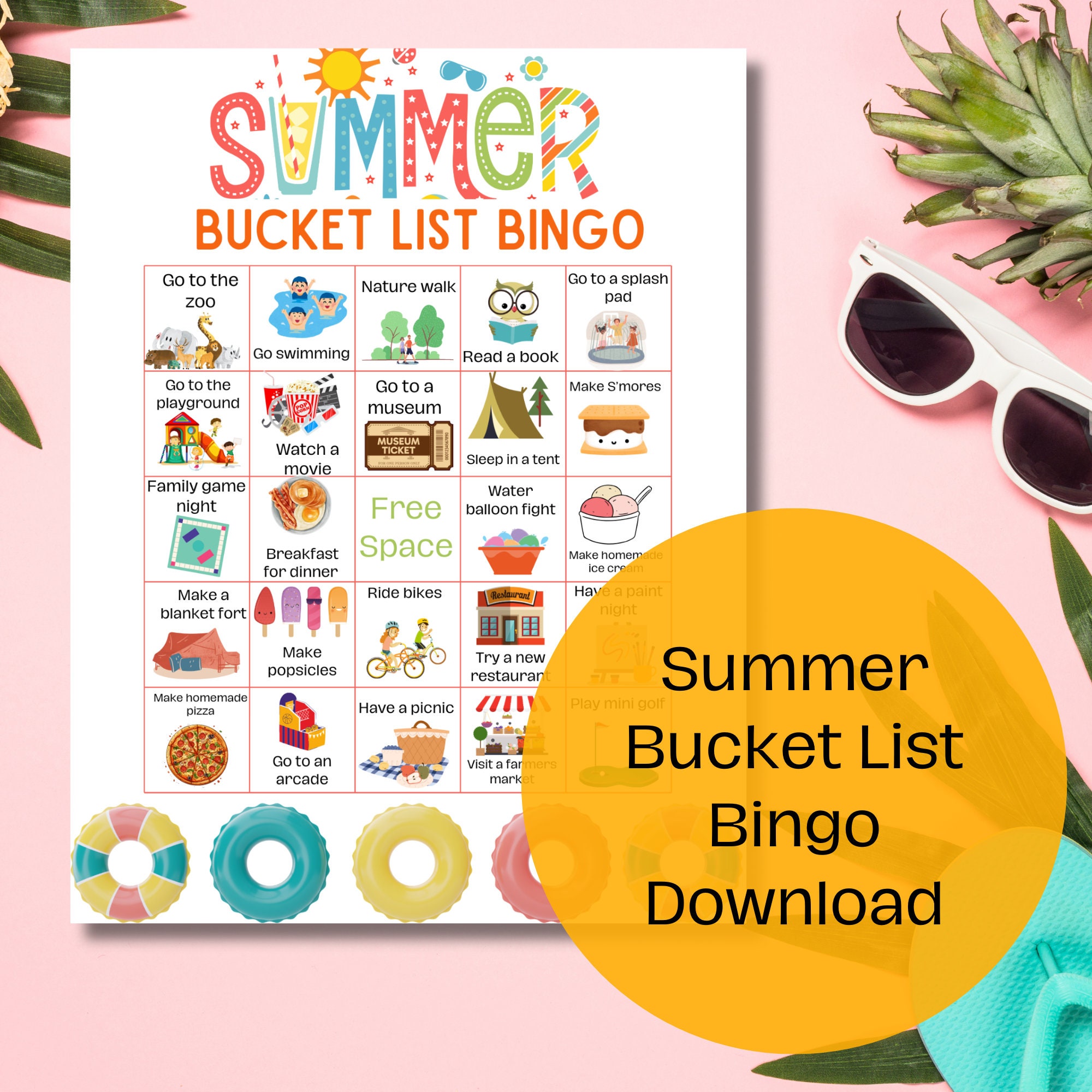 Summer Bucket List Bingo | Digital Download - Etsy