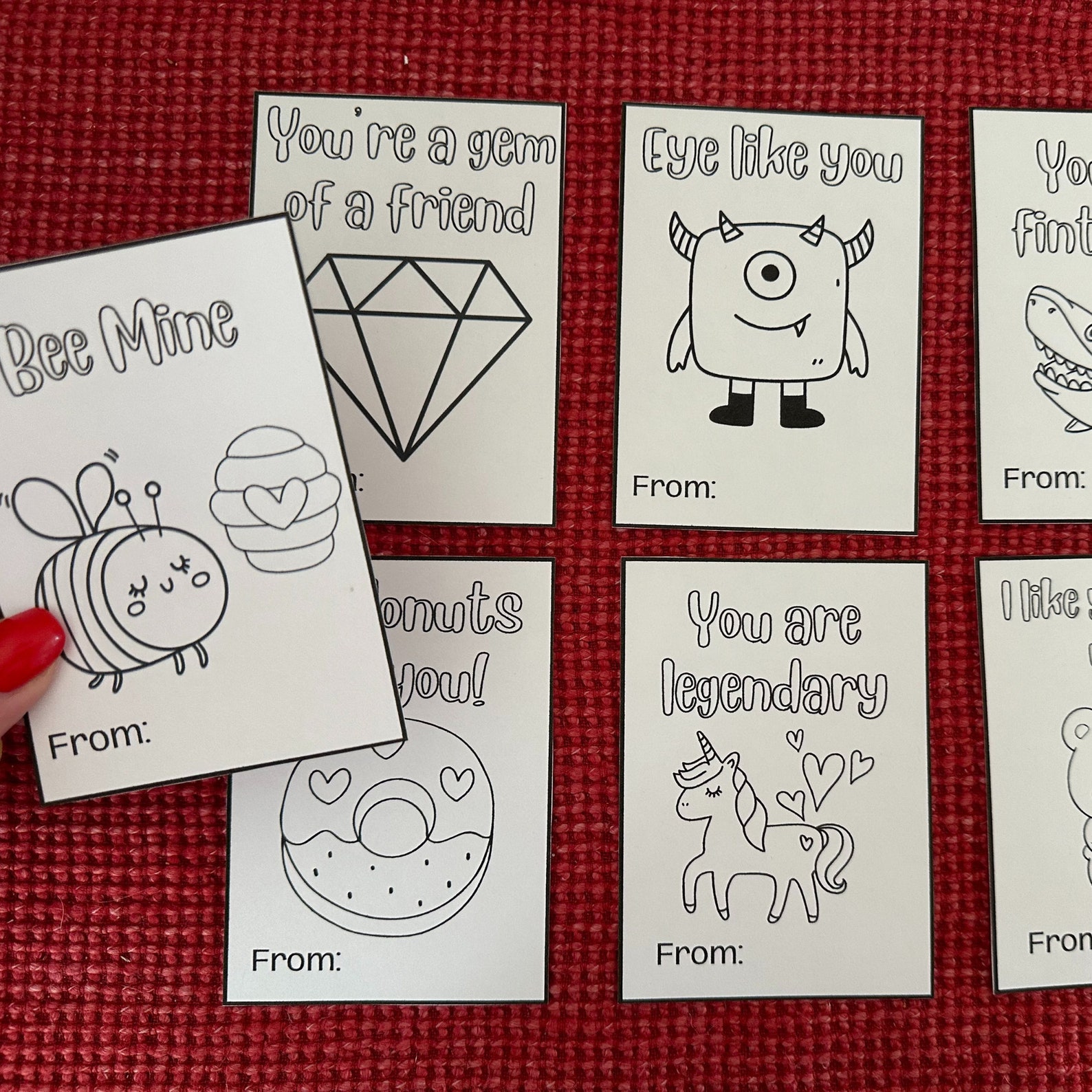 Coloring Valentines Day Cards: 20 Unique Designs (digital Download) - Etsy