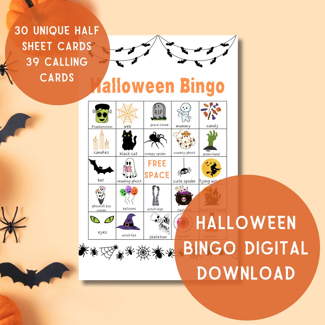 Halloween Bingo Game: 30 Unique Cards (digital Download) - Etsy