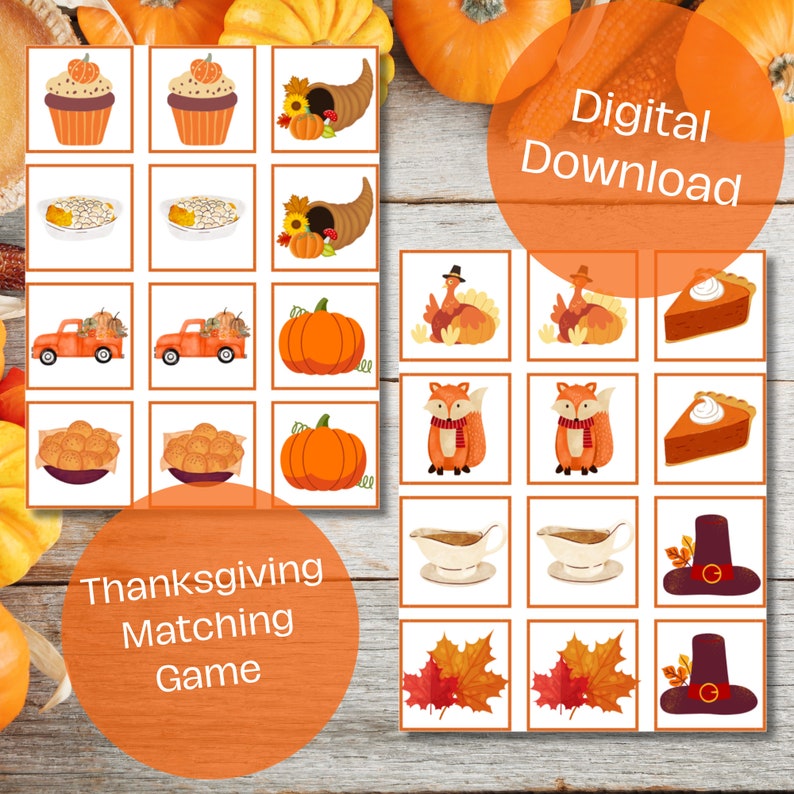 Thanksgiving Matching Game Printable - Etsy