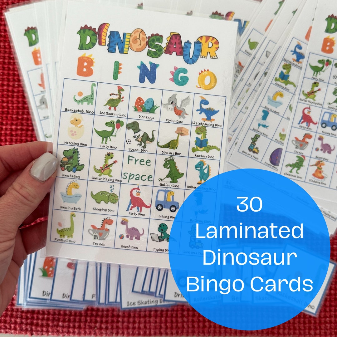 Laminated Dinosaur Bingo | Game for Kids | Dino Bingo - Etsy