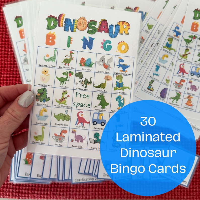 Laminated Dinosaur Bingo | Game for Kids | Dino Bingo - Etsy