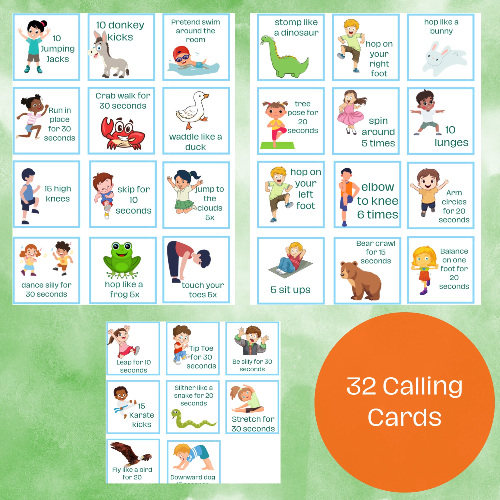 Exercise Bingo Download | Kids Indoor Recess Activity | Classroom ...