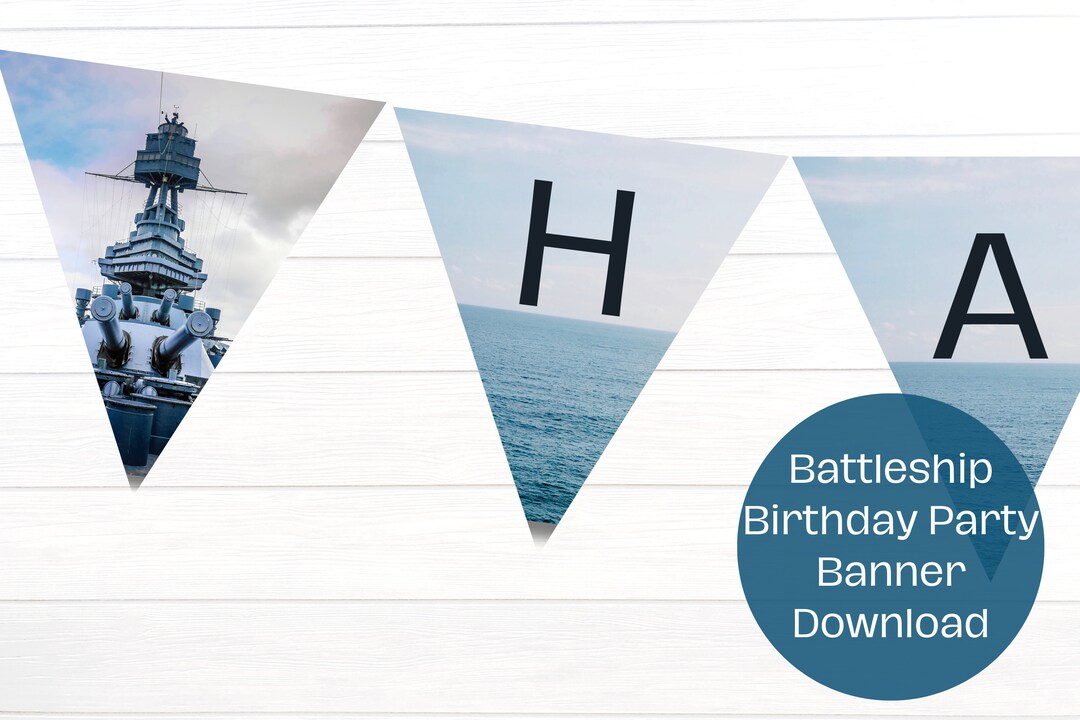 Battleship Birthday Party Banner | Navy Birthday | Digital Download - Etsy