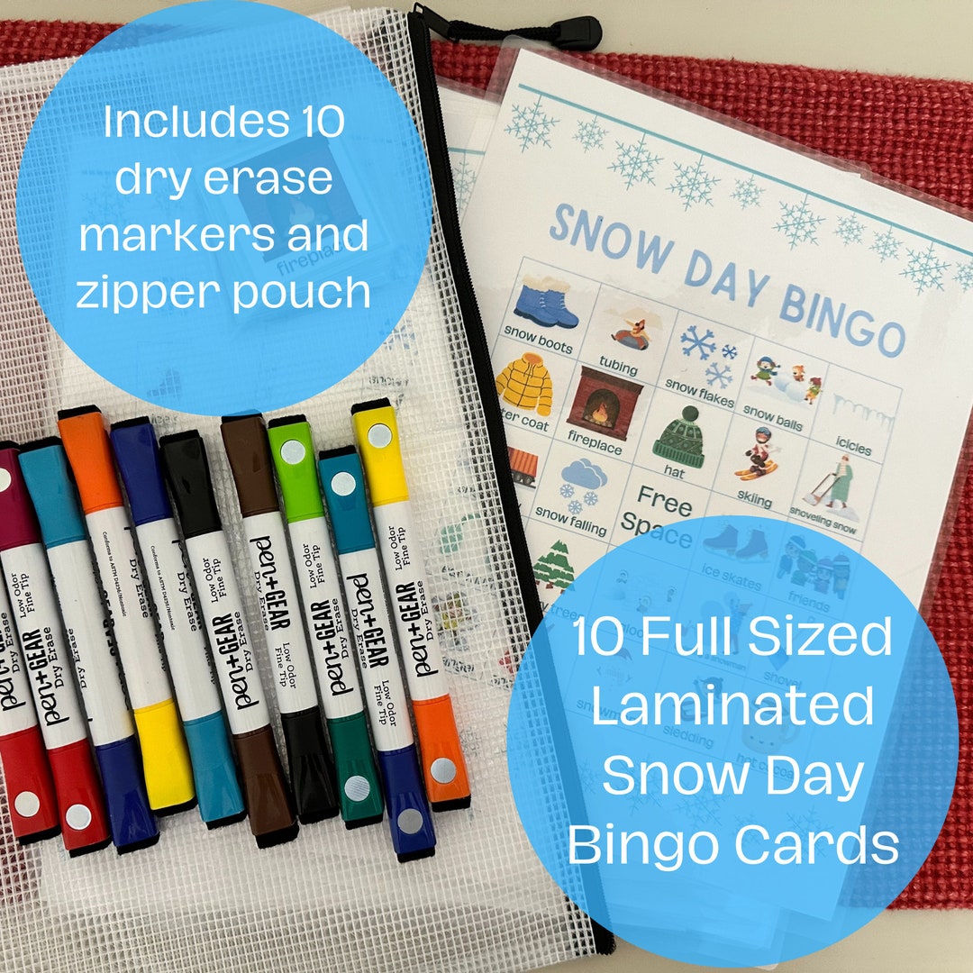 Laminated Snow Day Bingo | Full Sized Bingo Cards | Winter Bingo - Etsy