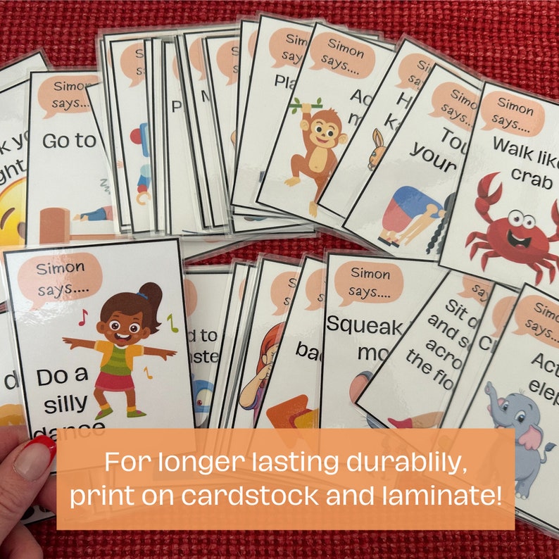 Simon Says Cards | Indoor Recess Activities | Kid Games | Instant ...