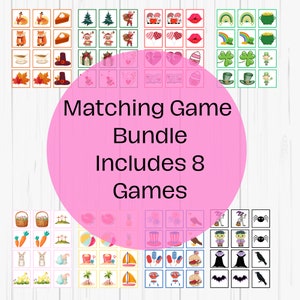 Matching Game Bundle Printable (includes 8 Matching Games) - Etsy